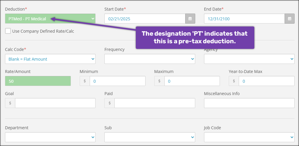 Employee Center: Deduction